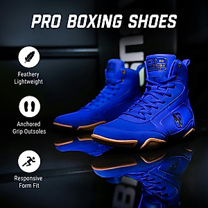Hayabusa Pro Boxing Shoes for Men & Women - Blue, 10
