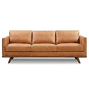 POLY & BARK Nolita Sofa in Full-Grain Pure-Aniline Italian Leather, Cognac Tan