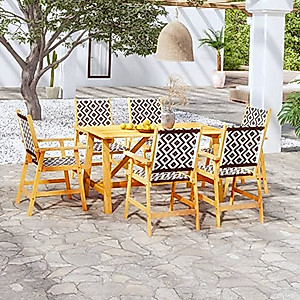 Camerina 7 Piece Patio Dining Set Outdoor Dining Table Set Patio Table and Chairs Set Outdoor Patio Dining Set Solid Acacia Wood 3087125