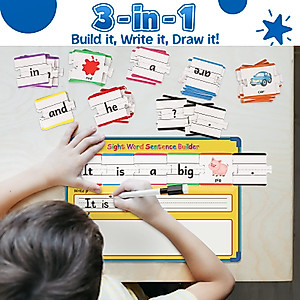 Aizweb Sentence Building,Sight Word Games for Kindergarten 1st 2nd Grade Classroom Must Haves,Montessori Phonics Reading Learning Games,Speech Therapy Special Education Manipulative Toy for Teacher