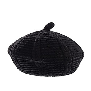 Infant Baby Boys Girls Fall Winter Knitted Beanie Hat Newborn Faux Fur Beret Skull Hat Trendy Warm Knit Beanie Ski Cap (0-3T, Black)