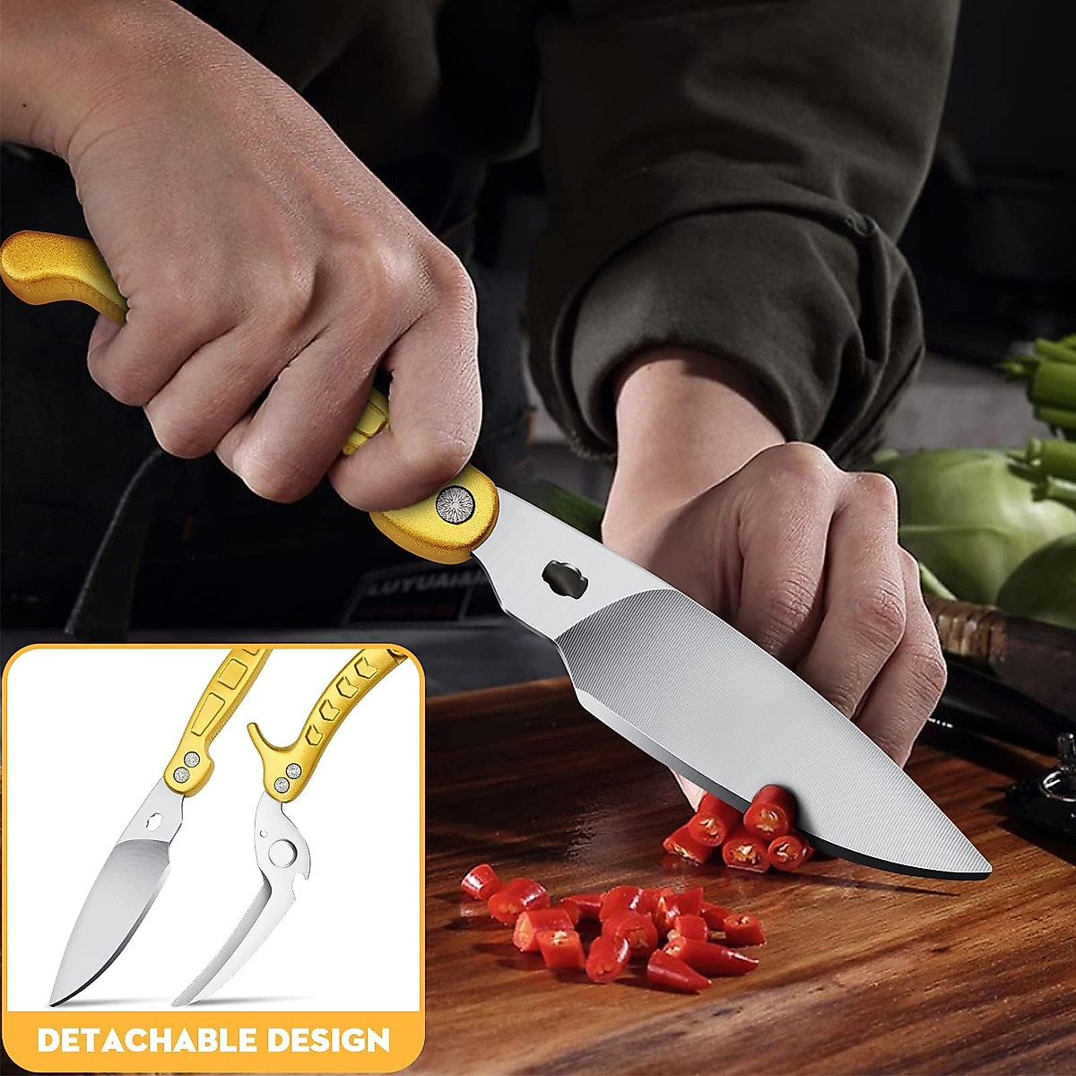 Poultry Shears, Germany Detachable Heavy Duty Kitchen Scissors, Golden Kitchen Shears With Knife Bottle Opener Gift Box, Multipurpose Kitchen Shears For Cooking Chicken Meat Turkey Thanksgiving