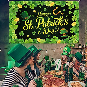 St. Patrick’s Day Backdrop Banner Large Fabric Clover Backdrop Decor Decorations Background Banner Irish Shamrock Leaves Party Supplies