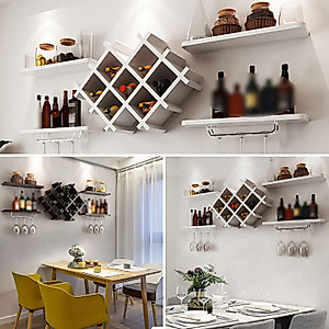 Cabinet Hanging Rack Wall Glass Cabinet Hanging Rack Wall Bottle Glass Holder Shelves for Living Room and Display (5-Piece Set)