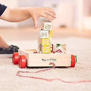 Melissa & Doug Classic ABC Wooden Block Cart Educational Toy With 30 1-Inch Solid ABC Wood Blocks For Toddlers Ages 2+