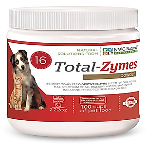 Total-Zymes Digestive Enzyme Powder for Dogs and Cats, With Pre-Biotics, Puppy and Kitten Enzymes, Immune, Digestive, Joint, and Healthy Weight Support 2.22-ounce Jar by NWC Naturals (14605)