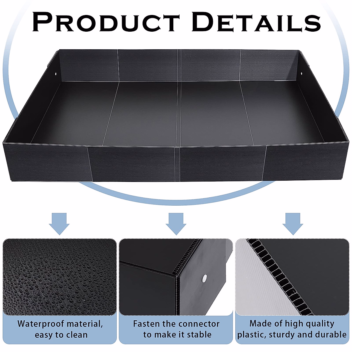 Geelin Corrugated Plastic Cage Liners Base 2 x 4 Panel Size Guinea Pig Cage Liner for Guinea Pigs Hedgehogs Rabbits Applied with C&C Cages, Black