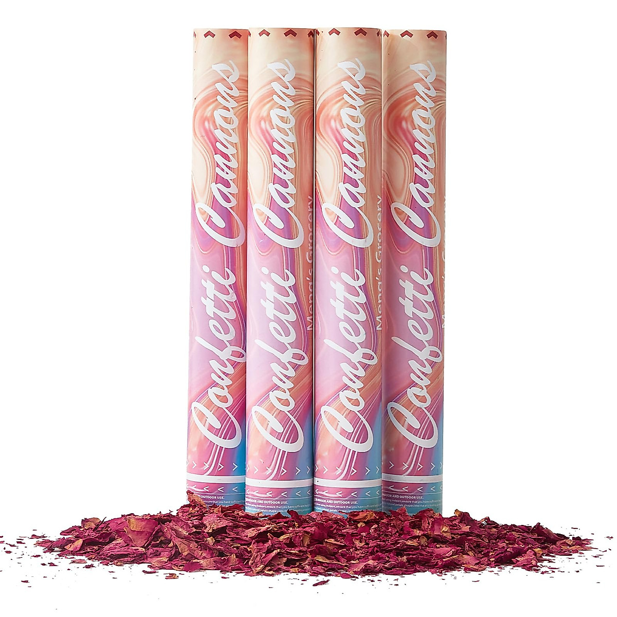 Meng's Grocery Natural Dried Flower Petal Confetti Cannon, 4pcs Rose Petals Party Supplies Confetti Poppers, Biodegradable Petals Confetti Cannon for Wedding, Birthday, Graduation