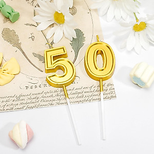 50th Birthday Candles for Cake, 50th Birthday Decorations for Men, 50th Birthday Cake Topper Gold 50th Birthday Candle for 50th Birthday Men 50th Birthday Gifts for Men & Women Birthday Cake Sparklers