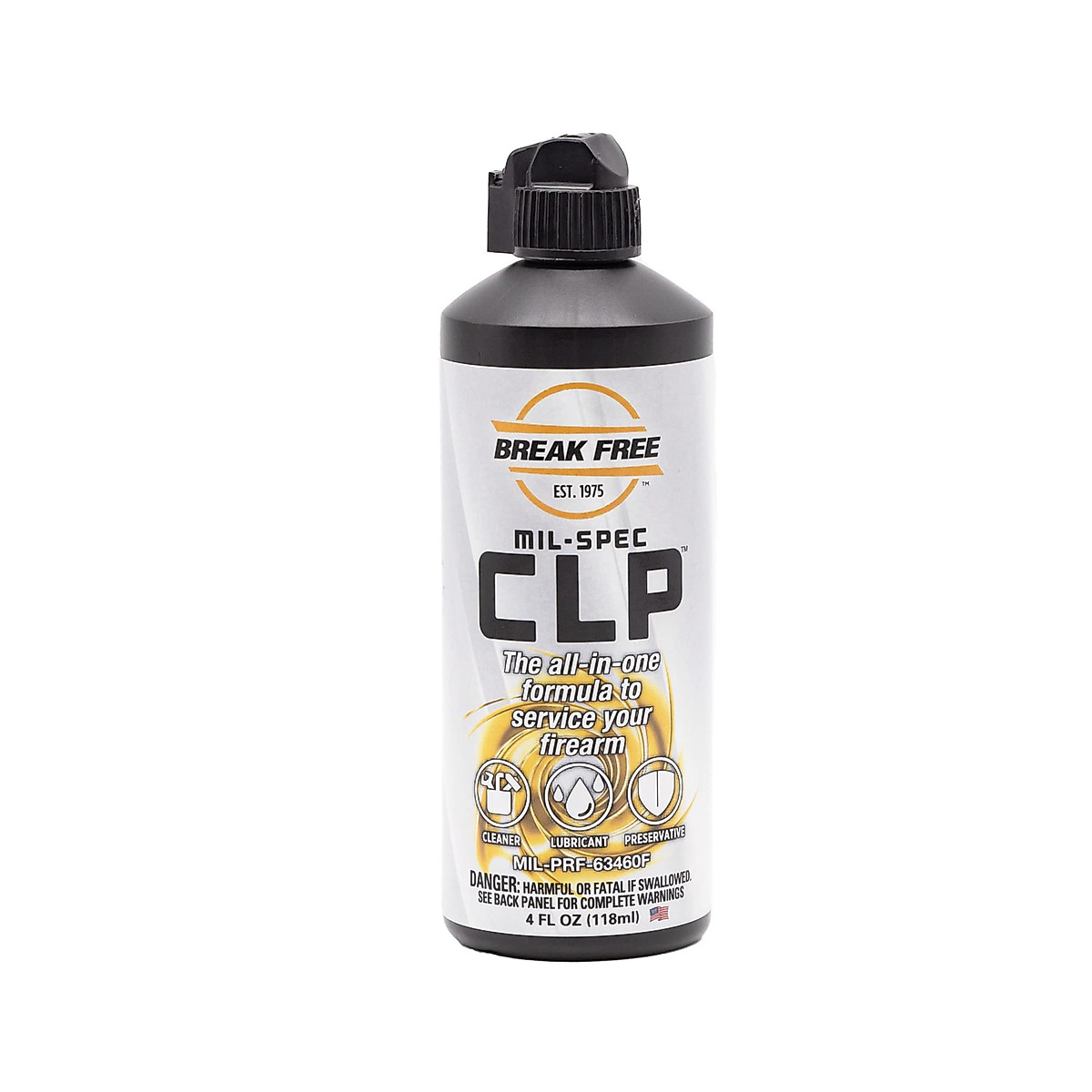 BREAK FREE CLP Cleaner Lubricant and Preservative All in One Gun Cleaner, Squeeze Bottle, Synthetic Oil, 4 ounce