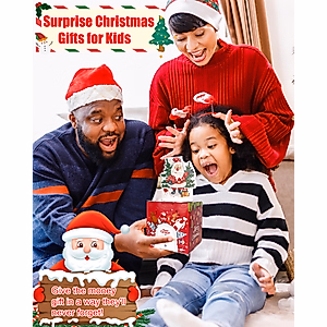 Thosefun Christmas Party Favors Money Box for Cash Gift Pull, THOSEFUN Surprise Box Gift Box for Money with 50 Bags, Money Gift Boxes for Cash Gift Ideas for Women Kids Girls Boys (Santa Tree)