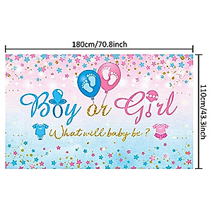 Gender Reveal Background Boy or Girl Backdrop Blue Pink Gender Reveal Party What Will Baby Be Banner Baby Shower Photography Photo Booth, 70.8 x 43.3 Inch