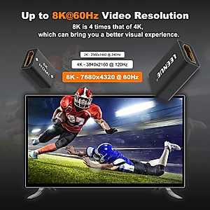 LEENUE HDMI Coupler 8K, Female to Female 2.1 HDMI Adapter, HDMI Connector 8K@60Hz / 4K@120Hz HDR Extender for HDTV, Laptop, PC, Monitor, Roku TV, 2 Pack