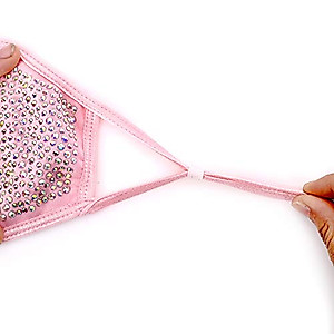 SAILA Halloween Kunoichi Masquerade Mask - Fashion Reusable Rhinestone music festival mask For Lady (Pink/Crystal)