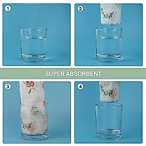 lasoftan Baby Muslin Burp Cloths, 100% Cotton Burping Cloths Super Absorbent Soft, Bath Towel Burp Cloths for Baby Girl Boy, Great Gift for Newborn, 10 x 20 inch, 4 Pack, Leaves & Flowers