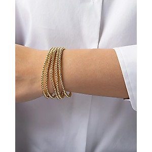 Elegance 11 designs 14K Gold Plated Bead Ball Bracelet Stretchable Elastic Gold Beaded Bracelets for Women