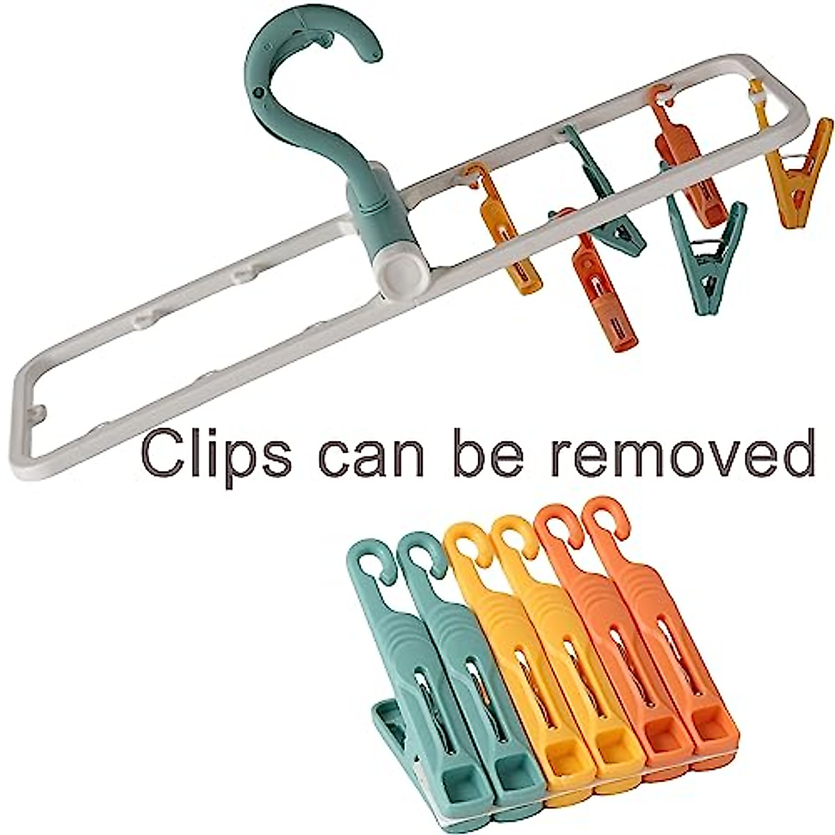 Foshine Clothes Drying Racks 2 Pack Grey Colour Small Folding Portable Underwear Hangers with Clips Socks 12 Clips 360° Rotatable Hook for Drying Towels Bras Baby Clothes Gloves Plast