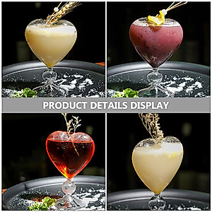 UPKOCH 4 Pcs Cocktail Glasses Heart Shape Glass Cups Wine Goblets Martini Glasses Champagne Cups for Bar Wedding Party Banque