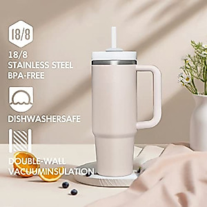 ANNA QUEEN 40 oz Tumbler With Handle and Straw,Stainless Steel Vacuum Insulated Tumbler Travel Mug Water Bottle Cup for Water Iced Tea Coffee Smoothie Car, Beverages Idea(Hot Pink)