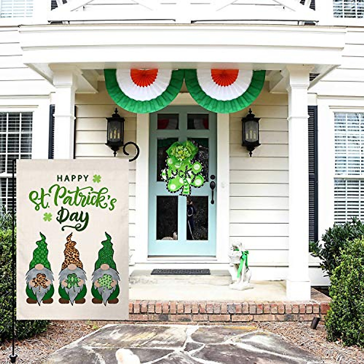 St. Patricks Day Gnomes Garden Flag Vertical Double Sided Burlap Yard Spring Shamrock Outdoor Decor 12 x 18 Inches