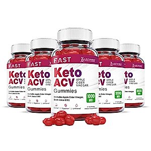 Justified Laboratories (5 Pack) Fast Keto ACV Gummies 1000MG with Pomegranate Juice Beet Root B12 600 Gummys