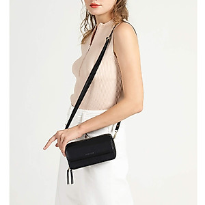 Women Crossbody Wallet RFID Blocking Cell Phone wristlet Purse with shoulder strap Ladies small cross body bag (Black)