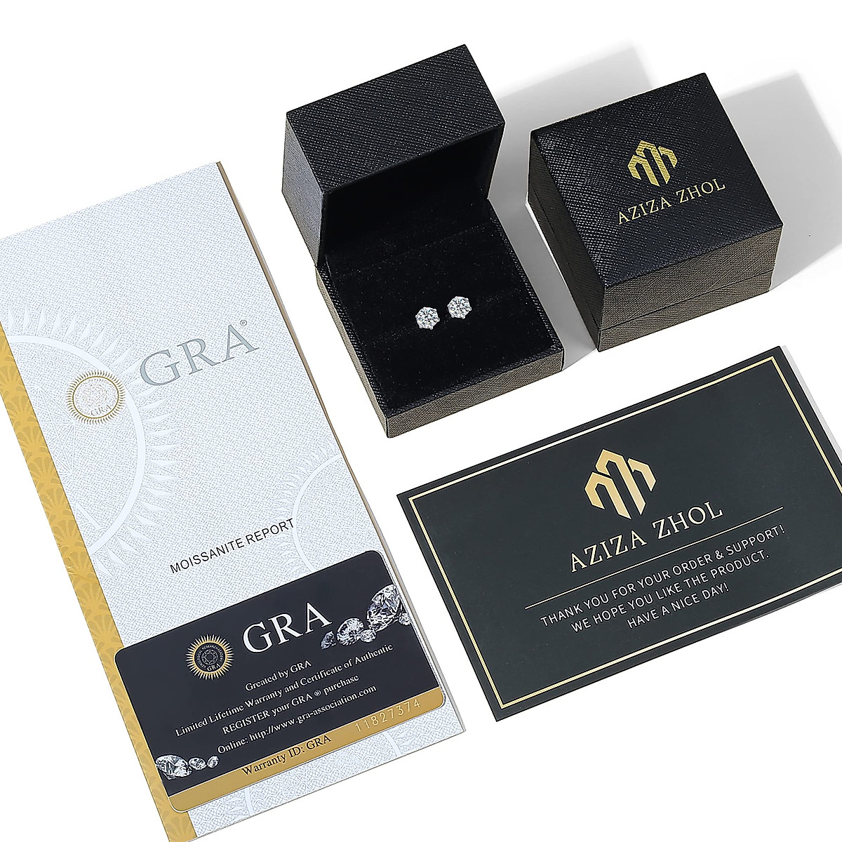 Aziza·Zhol Moissanite Stud Earrings for Women Men Girl, Hypoallergenic S925 Sterling Silver 0.5ct D Color VVS1 Clarity Created Diamond Earrings with Certificate of Authenticity (Six-claw)