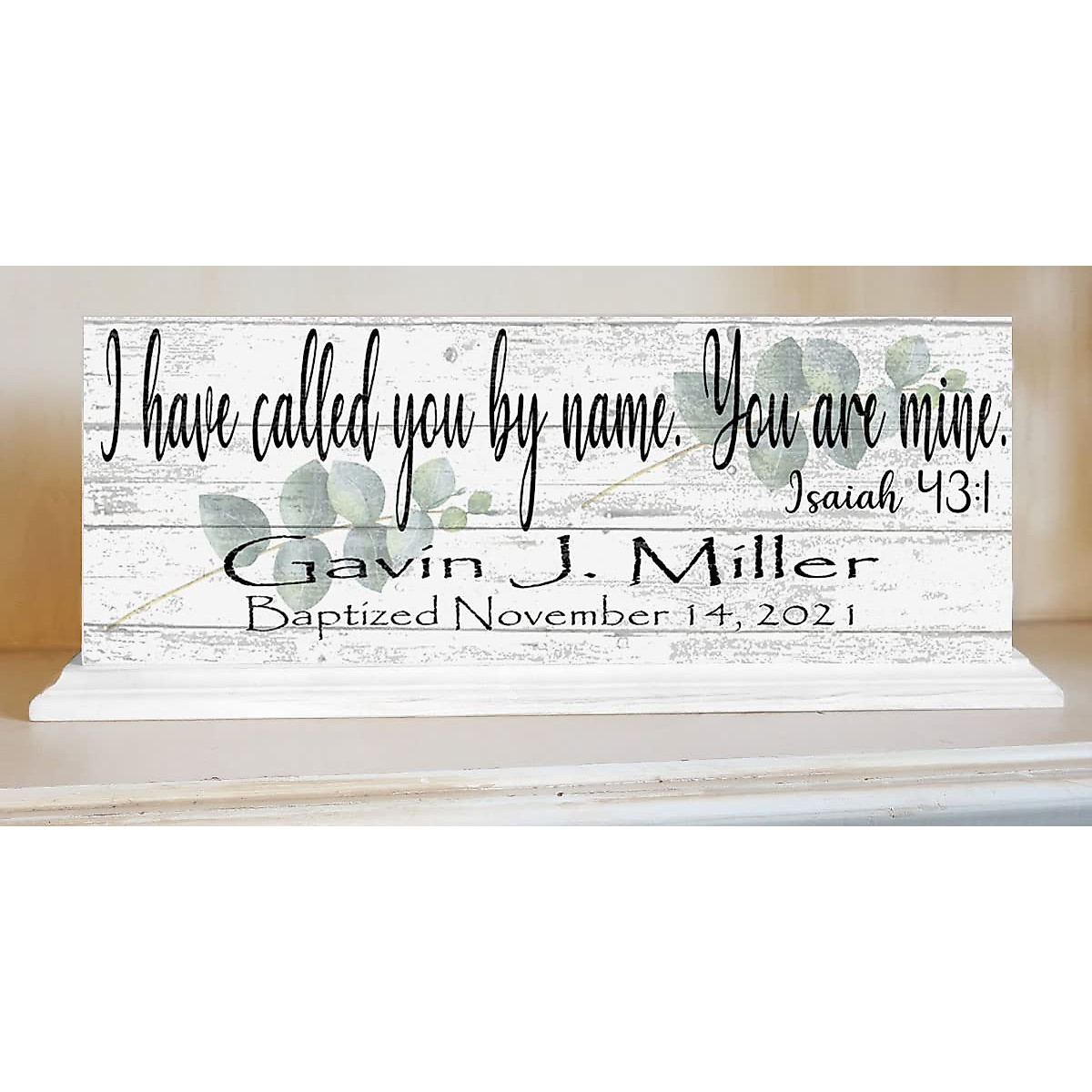 Baptsim Gift For Boys or Girls Personalized Christening Plaque Keepsake Present Bible Verse With Child's Name and Baptism Date (Called By Name)