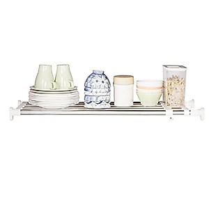 DAHOOMII Adjustable Closet Shelf Divider Tension Rod Expandable Clothes Storage Hanger Coat Rack DIY Stainless Steel Organizer Cabinets Separators Space Saver - Ivory