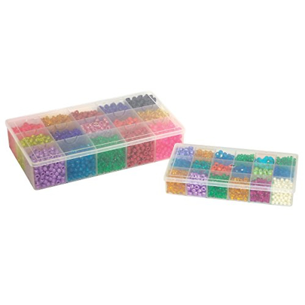 Akro-Mils 96352B Plastic Portable Parts Storage Box for Hardware and Crafts with Hinged Lid and 4 Fixed Dividers, (11-Inch x 6-3/8-Inch x 2-1/2-Inch), Medium, Clear, Large - 15 Compartments