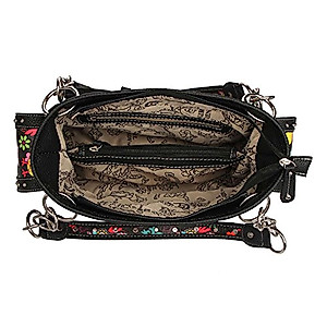 Colorful Owl Western Summer Fashion Purse Concealed Carry Handbags Women Country Shoulder Bag Wallet Set (Black Set)