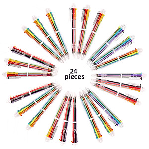 DAIKOYE 24 PCS 0.5mm 6-in-1 Multicolor Ballpoint Pen 6 Colors Transparent Barrel Ballpoint Pen for Office School Supplies Students Children Gift
