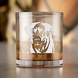 Labrador Dog Face Round Rocks Glass - Labrador Glass, Labrador Gift, Lab Dog, Lab Gift, Glass