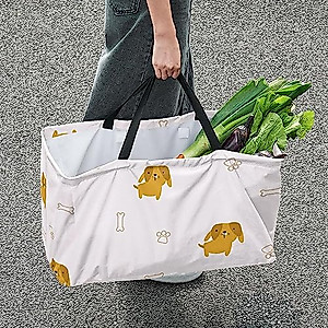 Funny Animal Print Large Capacity Laundry Organizer Tote Bag - Reusable and Foldable Oxford Cloth Shopping Bags