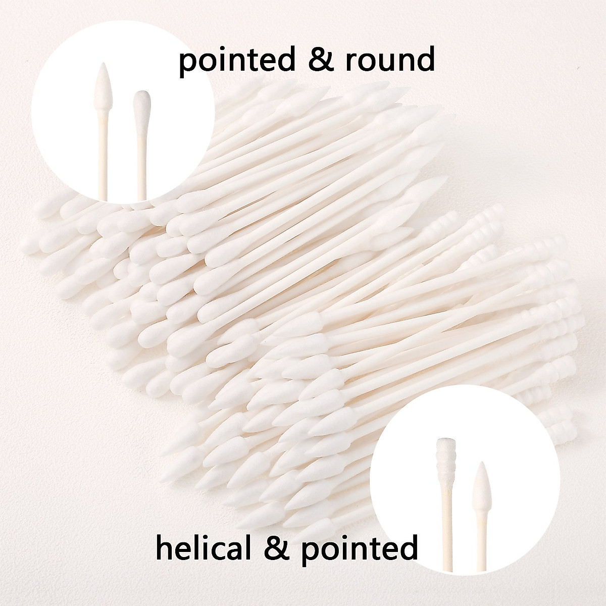 400 Pcs Cotton Swabs Cotton Tipped Applicator Double Tipped with Cardboard Handles (Pointed and Spiral Tip, Pointed and Round Tip)