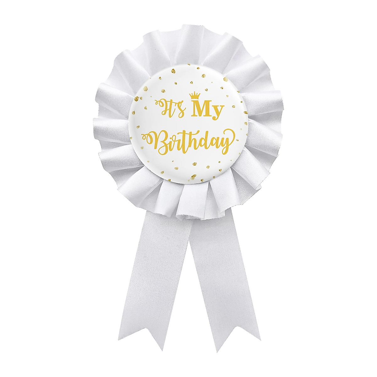 WIDEIDEAL White It's My Birthday Tinplate Badge Pin, Boys and Girls Happy Birthday Award Ribbon Children Adults Party Decorations Sign