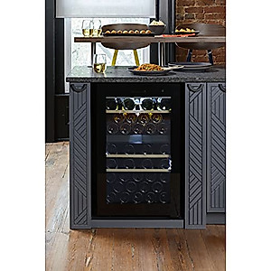 Haier Wine Cooler & Beverage Refrigerator | Mini Wine Fridge Complete With Dual-Zone Temperature Control, Triple-Pane Glass, Door Alarm & LED Interior Lighting | Fits 44 Wine Bottles | Black