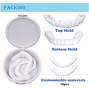 icehao Upper & Lower Teeth Veneers - Simulation Braces Snap On Smile Tooth Cover Perfect Whitening One Size Fits Most Comfortable Denture to Make White Beautiful Neatr (2pcs) 2 Count (Pack of 1)