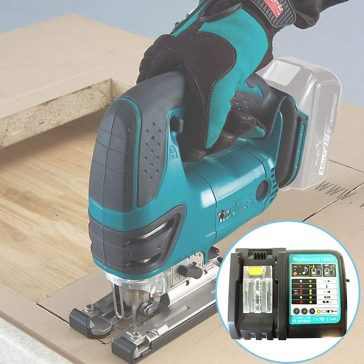 ANOITD DC18RC 14.4V-18VLi-Ion Battery Charger Compatible with Makita DC18RC DC18RD DC18RA DC18SD DC18SF to Work with BL1830 BL1840 BL1850 BL1860 BL1840B BL1820 BL1815 BL1430 BL1450 Makita 18V Battery