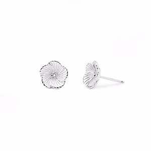 Boma Jewelry Sterling Silver Hibiscus Flower Stud Earrings