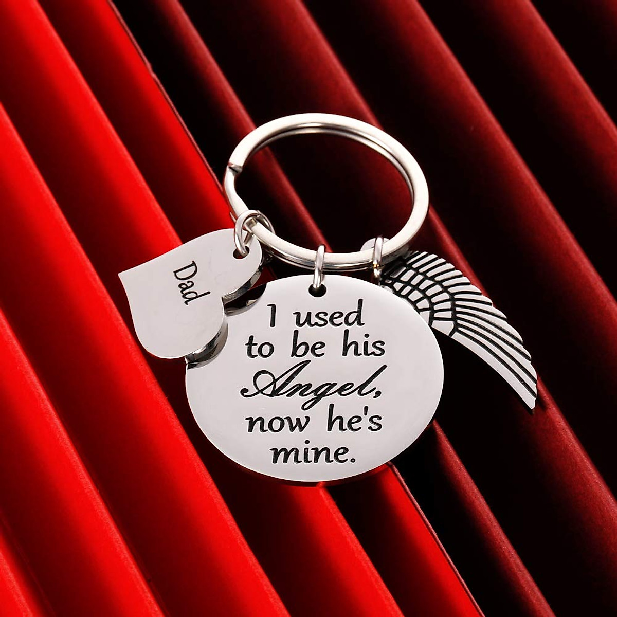 Dad Memorial Gift Keychain for Loss of Father Daughter Son in Memory of Daddy Remembrance Jewelry Sympathy Gift I Used To Be His Angel Keyring