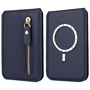 Cavor Compatible with Magsafe Wallet,Wallet with Adjustable Stand,Magnetic Wallet for iPhone 16 Pro Max/14 Pro/15/14 Plus/13/12,Magsafe Card Holder,Magsafe Phone Wallet,Zipper Pocket-Blue