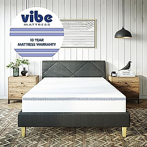 Vibe Gel Memory Foam Mattress, 12-Inch CertiPUR-US Certified Bed-in-a-Box, Queen, White