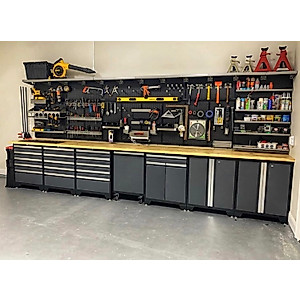 OmniWall 18 Gauge Galvanneal Metal Pegboard 16'' x 32'' OmniPanel (Includes Cleats) for Tools, Black (Black)