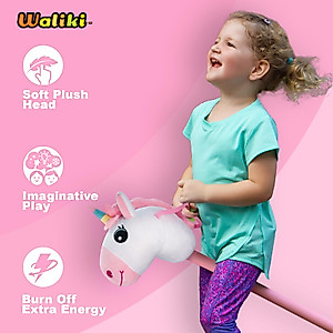 WALIKI Unicorn Stick Horse Toy for 2, 3, 4, 5, 6 & 7 Year Old Girls | Cute Birthday Gift for Little Girls | Pretend Play Pony for Toddlers & Preschoolers
