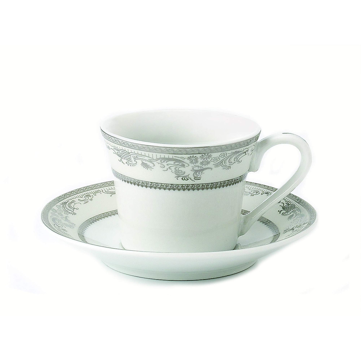Lorren Home Trends Juliette-6 Cups and Saucers, One Size, Silver