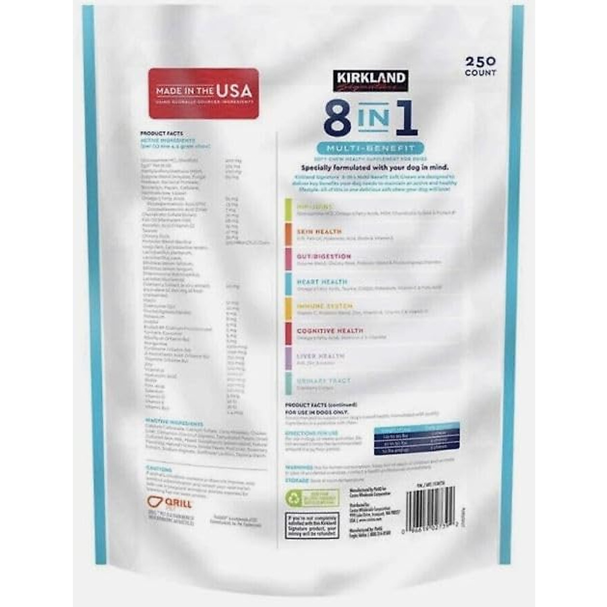 8 in 1 Multi Benefit Soft chew Health Supplement 250 Count.