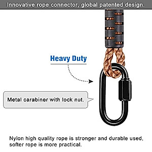 SELEWARE Hammock Straps, Tree Swing Rope, Hammock Chair Hanging Rope Kit W/Stainless Steel Carabiner Snap Hook Holds to 1000lbs, for Outdoor Playground Swings Hammock Yoga Boxing, 4 ft, 2 Pack