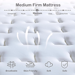 Lynnbery Full Mattress, 12 Inch Full Size Hybrid Mattress with Memory Foam and Individual Pocket Spring for Motion Isolation, Pressure Relief, Medium Firm Mattress in a Box, 54"*75"*12"