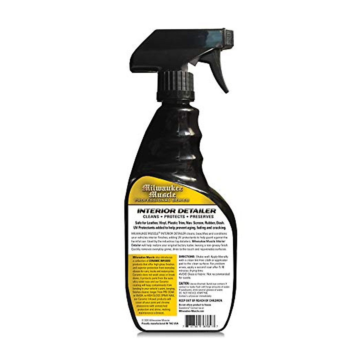 Milwaukee Muscle - Auto Car Interior Cleaner Detailer Spray - 24 Fl Oz - For Cars, Bikes, Boats - Cleaner and Conditioner For Leather, Vinyl, Plastics, Screens - Upholstery Protectant Detailing Spray
